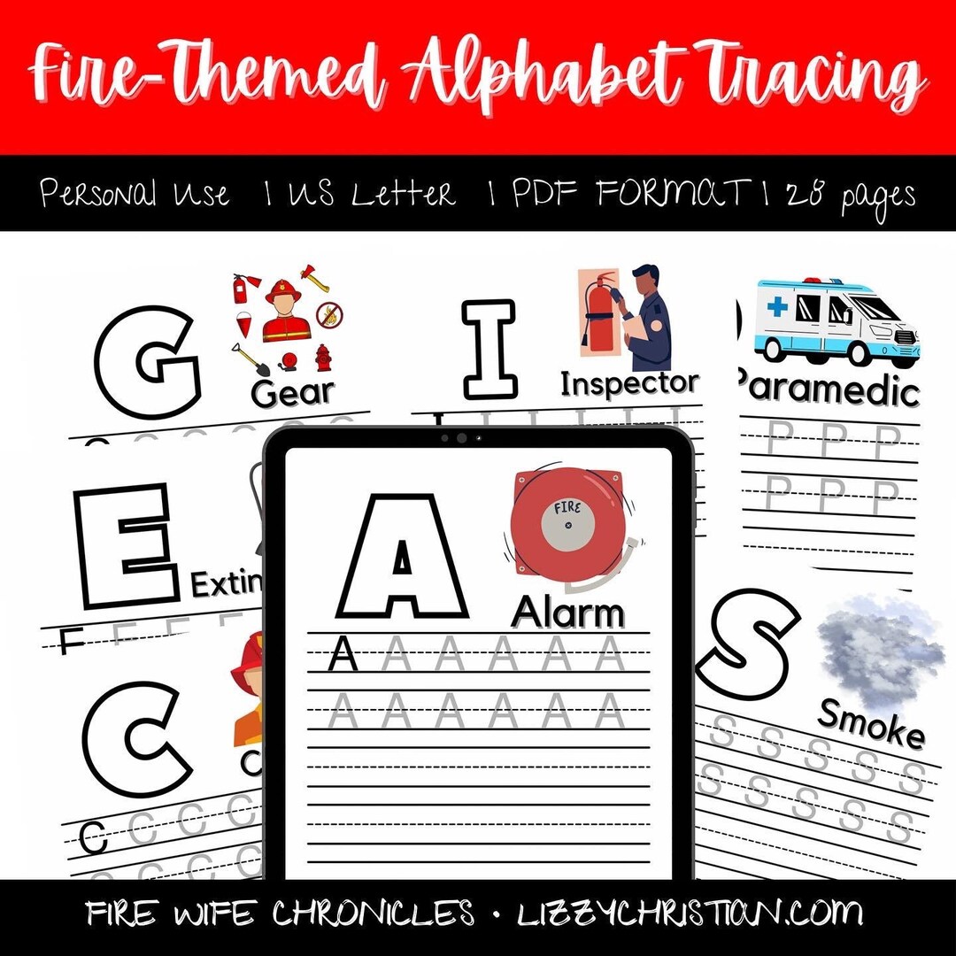 Fire-themed Alphabet Tracing Worksheets - Etsy