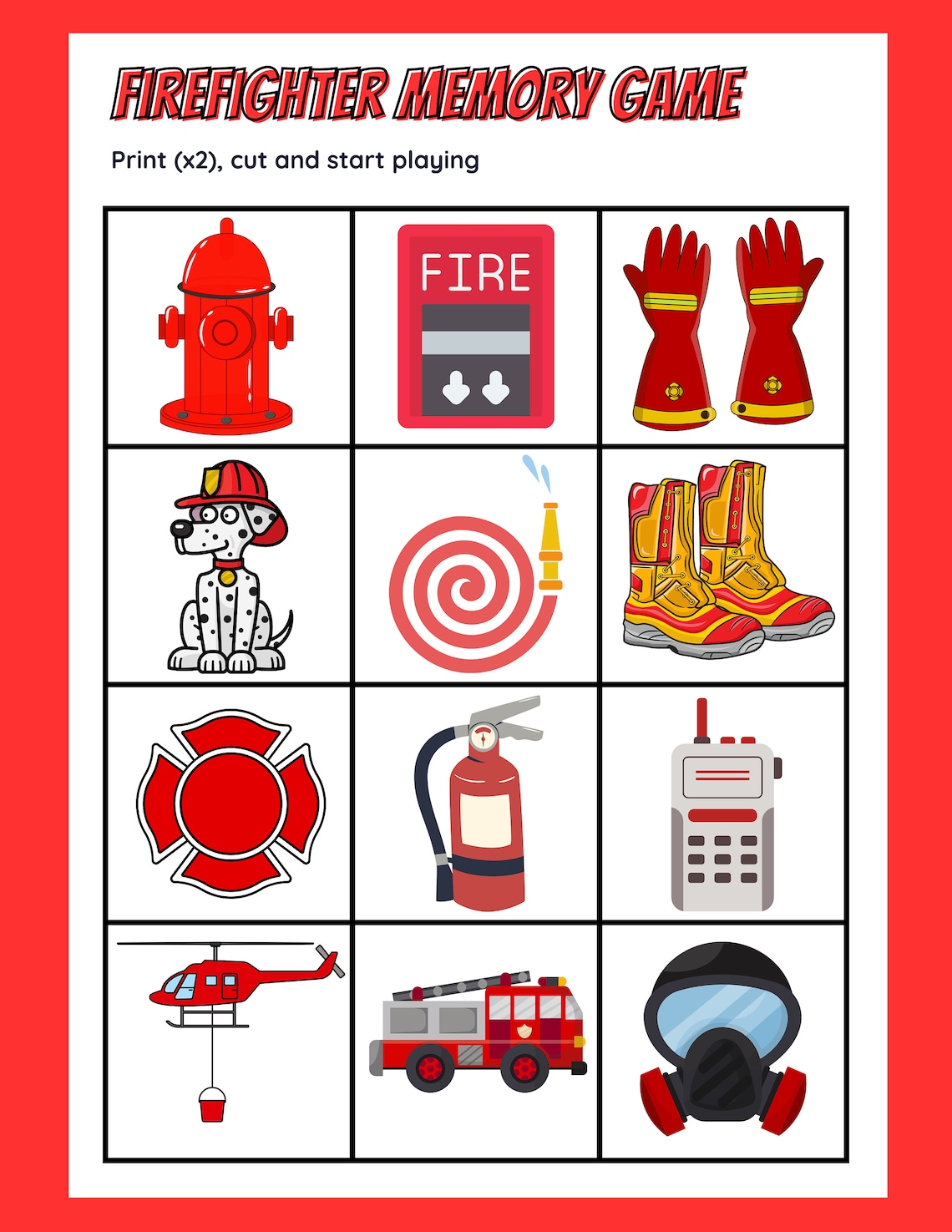 Printable Firefighter-themed Memory Game - Etsy