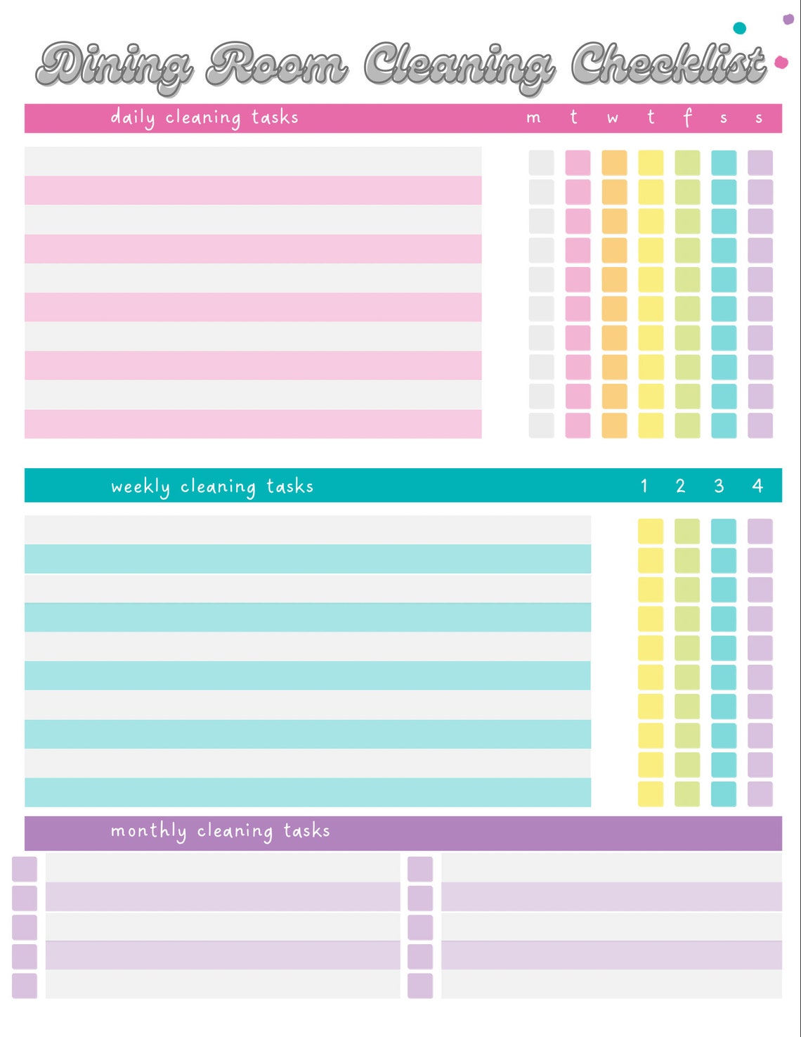 Colorful Printable Cleaning Planner & Declutter Challenge - Etsy