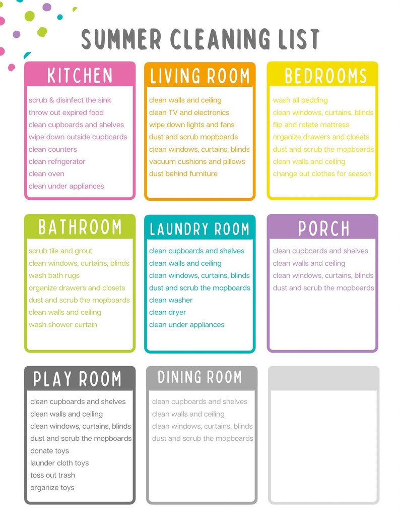 Colorful Printable Cleaning Planner & Declutter Challenge | Etsy
