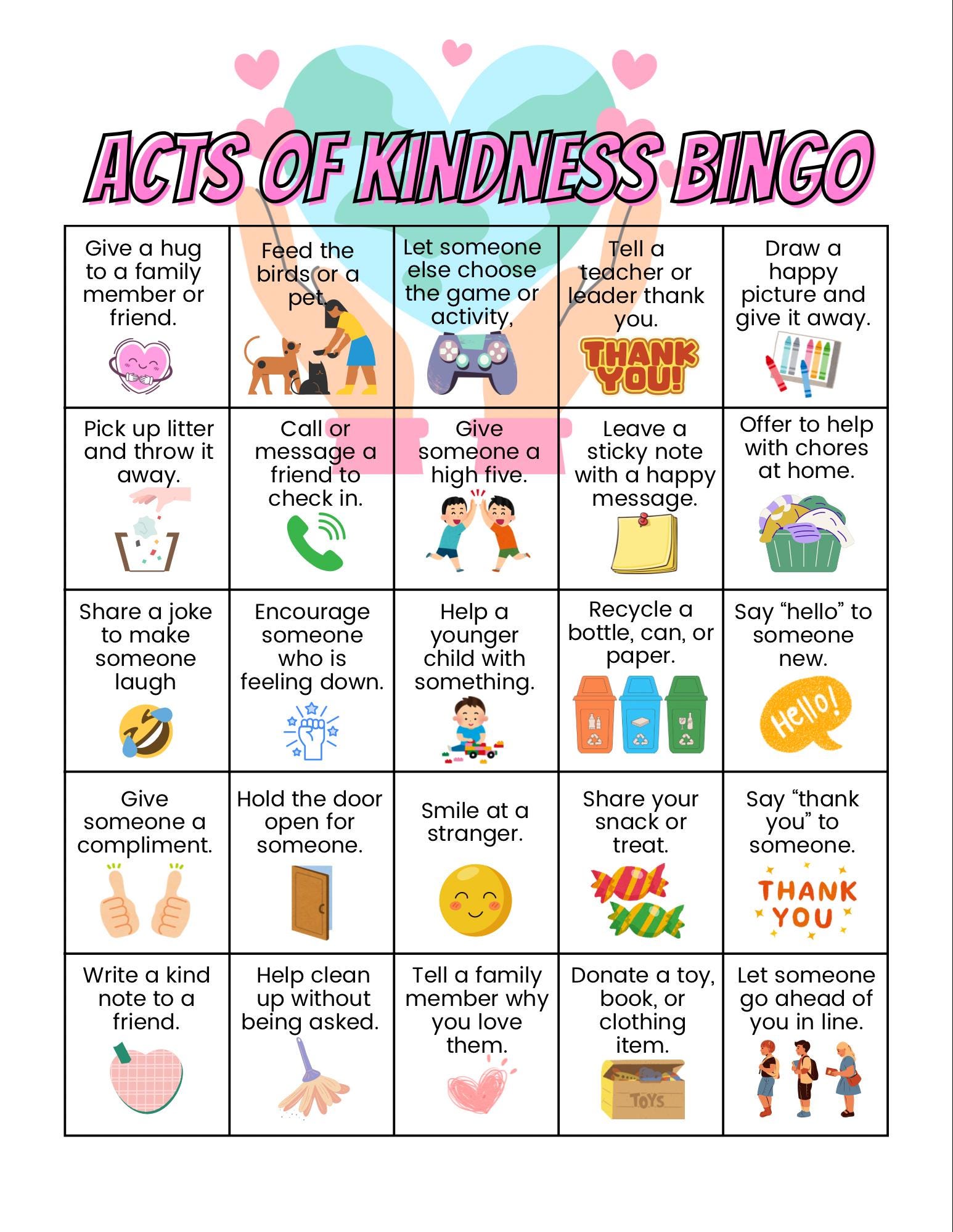 Acts of Kindness Bingo Cards - Etsy