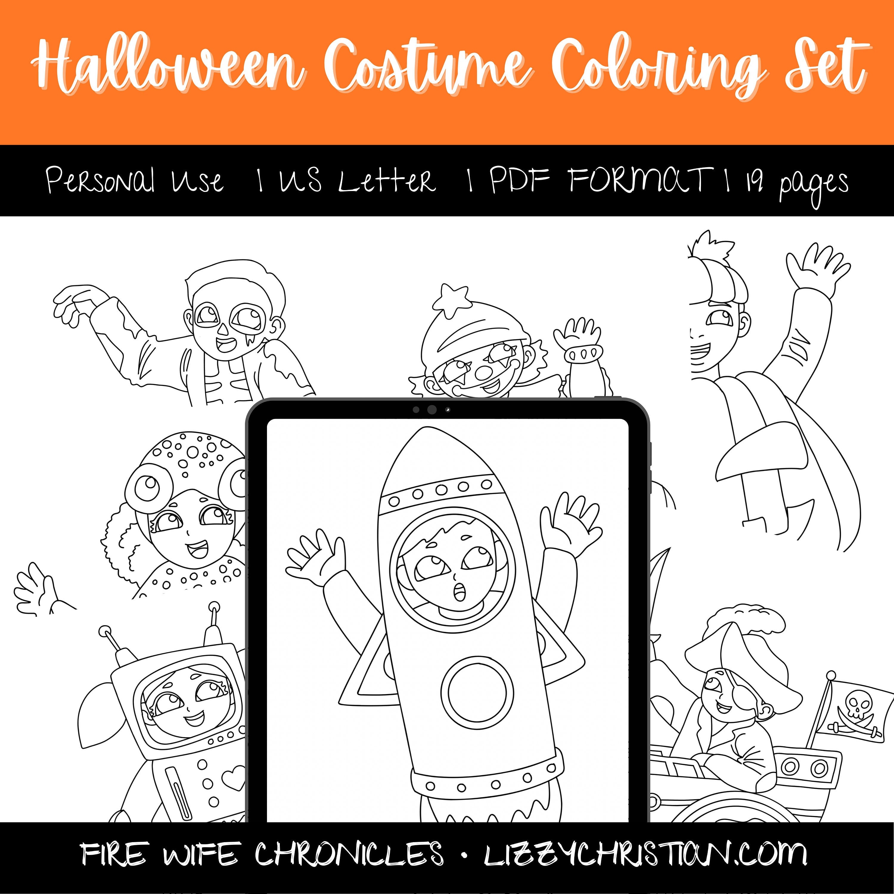 Kid's Halloween Costumes Printable Coloring Set - Etsy