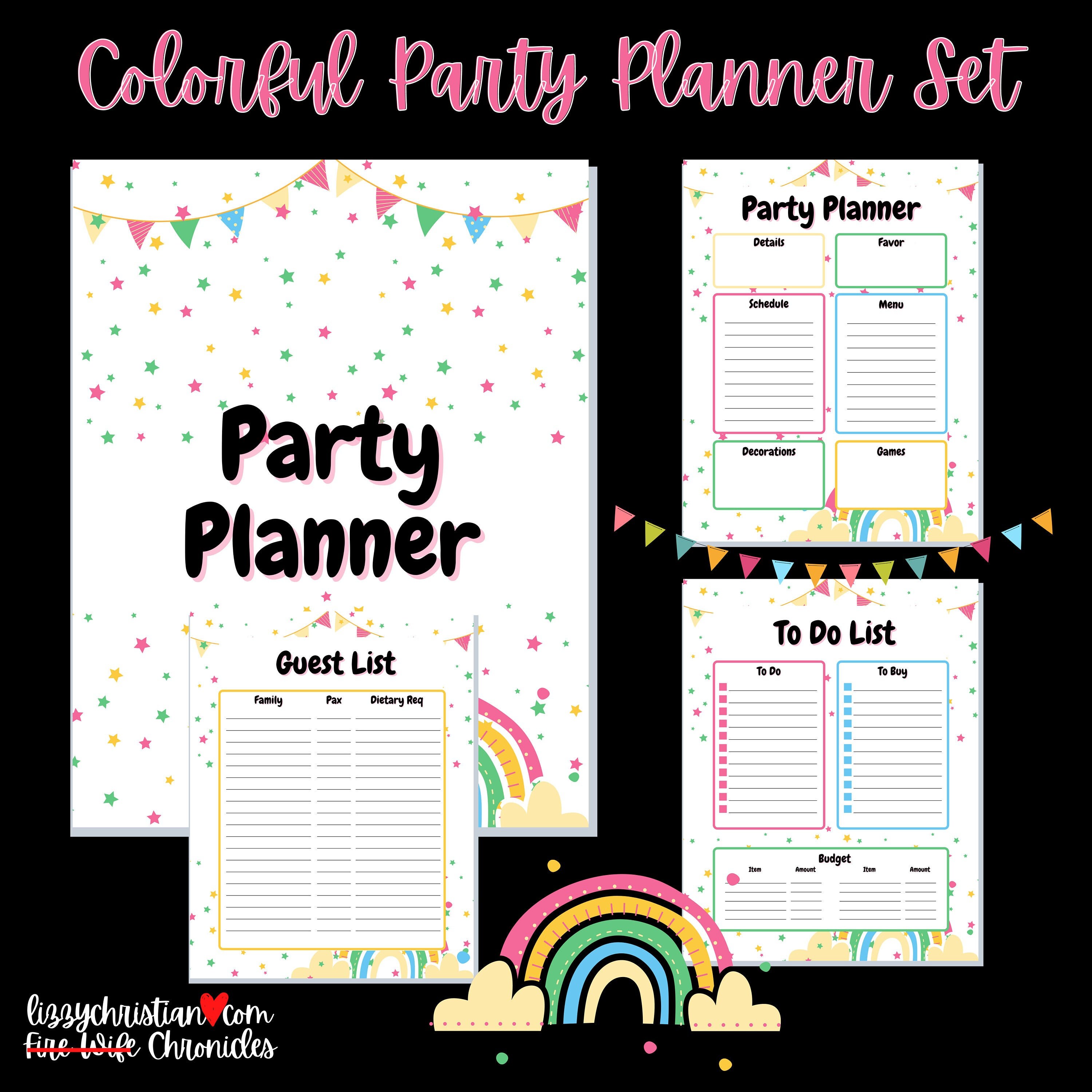 Colorful Printable Party Planner Set | Etsy