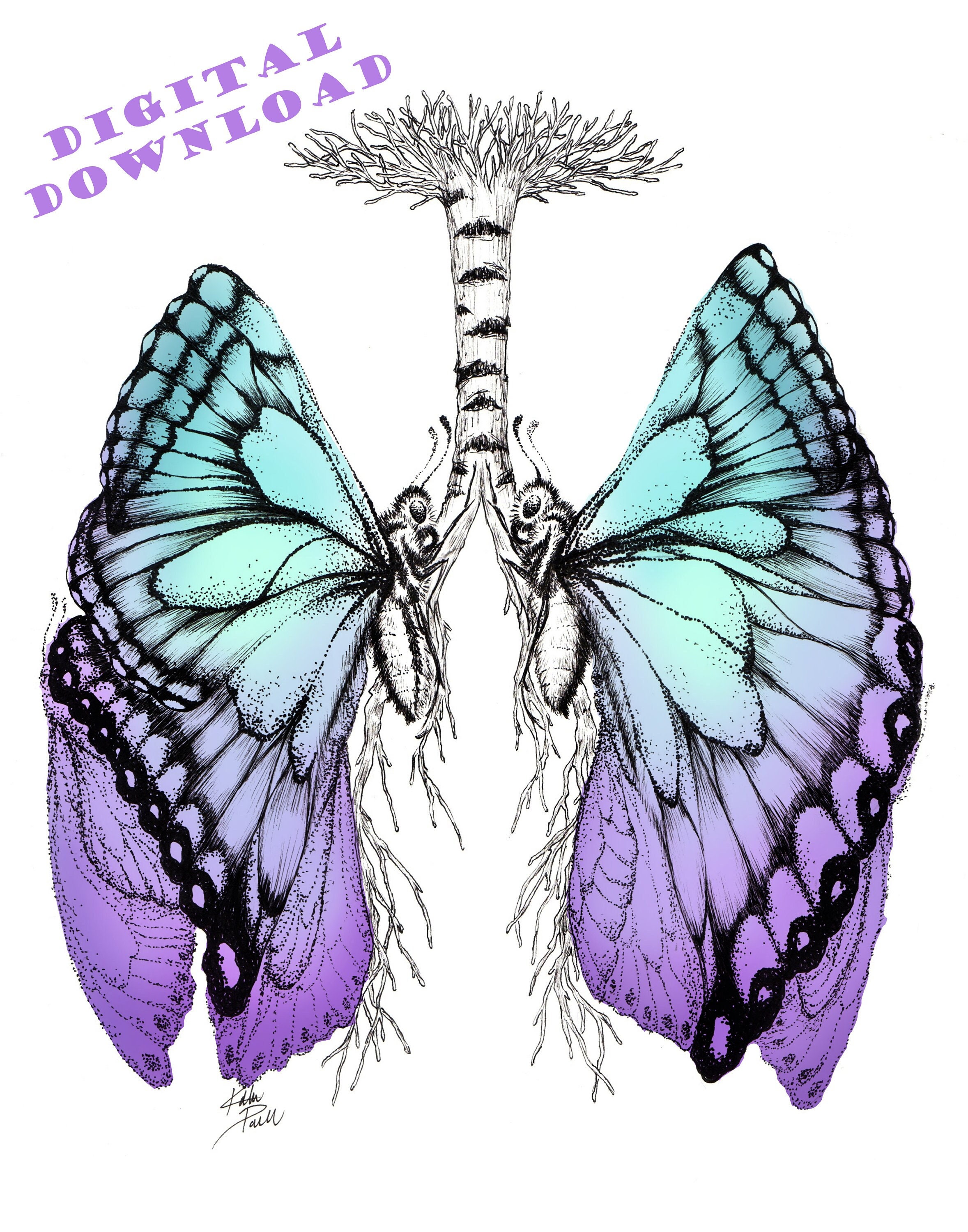 Purple Butterflies Drawings