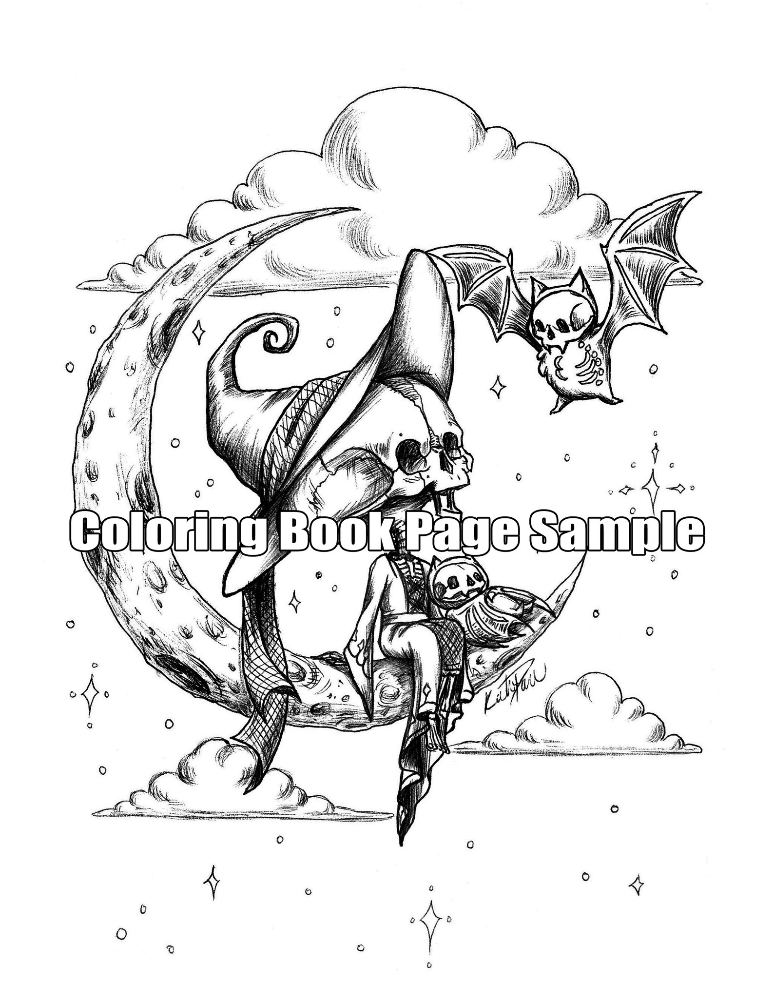 Skellie Coloring Pages, Digital Download, Adult Kid Coloring Pages ...