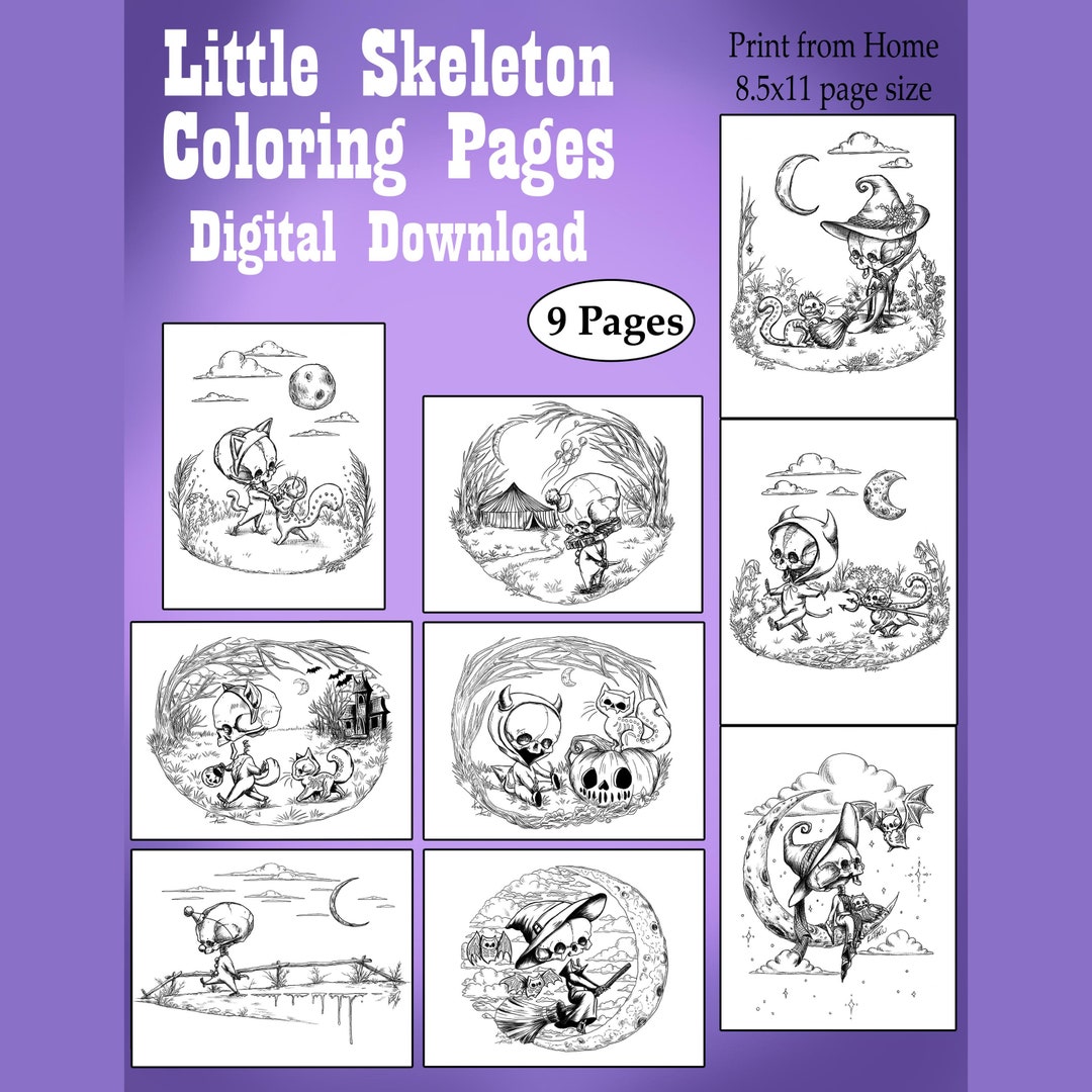 Skellie Coloring Pages, Digital Download, Adult Kid Coloring Pages ...