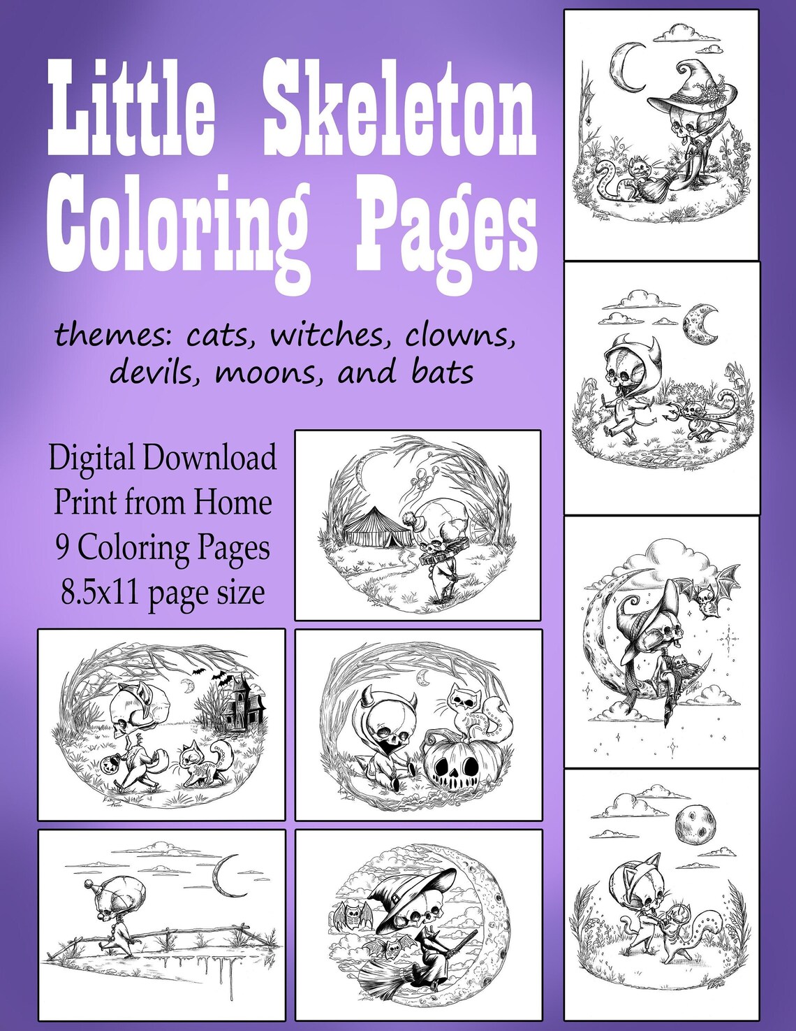 Skellie Coloring Pages Digital Download Adult Kid Coloring - Etsy
