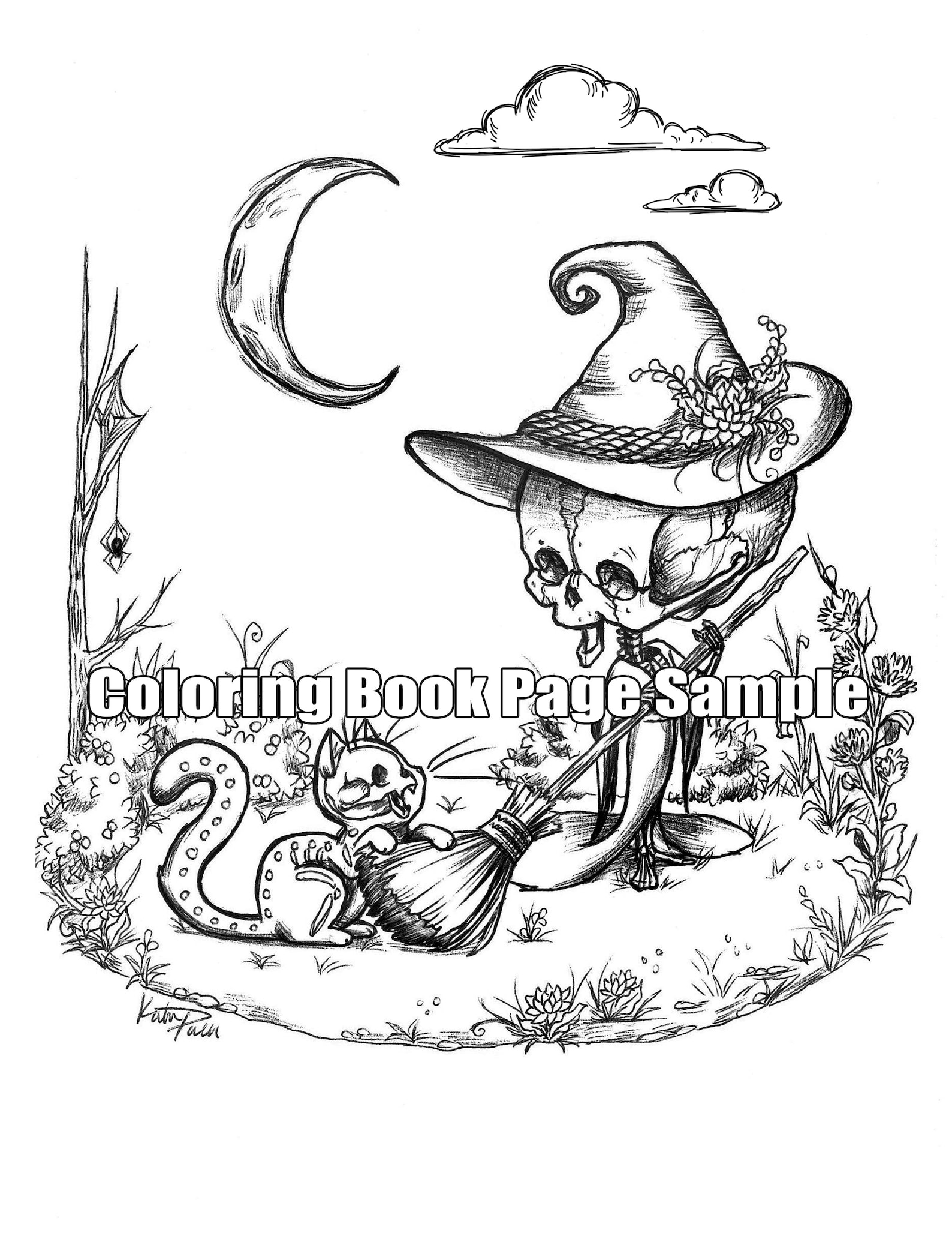 Skellie Coloring Pages, Digital Download, Adult Kid Coloring Pages ...