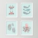 Set of 4 Sea Animals - Ocean Themed Nursery - Ocean Animals Print - Sea ...