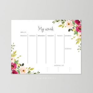 Weekly Planner Printable, Floral Planner, Undated Weekly Plan ...