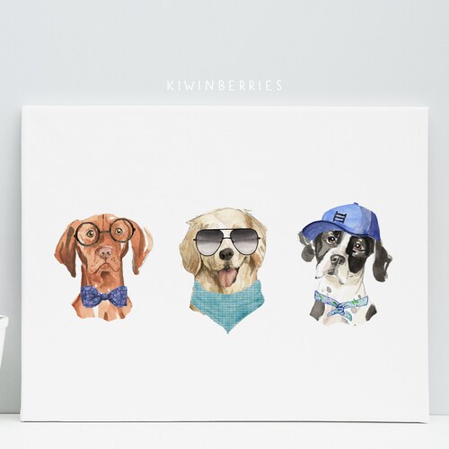 Cool Dog Prints Boys Room Decor Teen Boy Wall Art Dog | Etsy