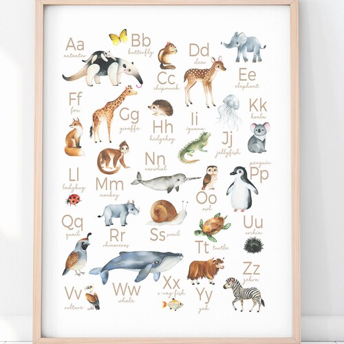 Animal Alphabet Print PRINTABLE Wall Art ABC Poster - Etsy