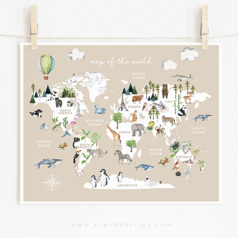 World Map Poster - Etsy