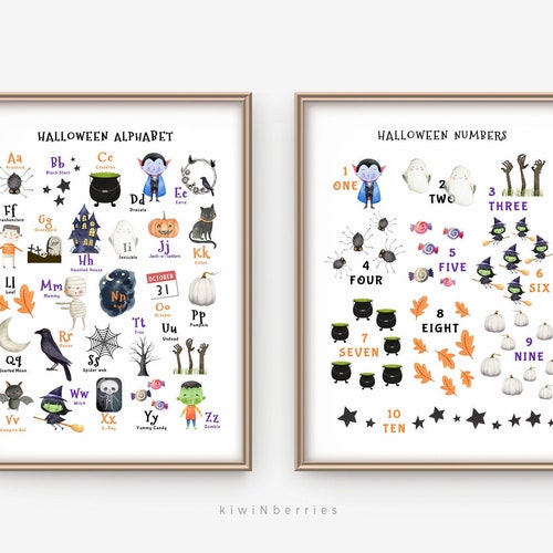 Halloween Alphabet and Numbers Homeschool Halloween Prints | Etsy