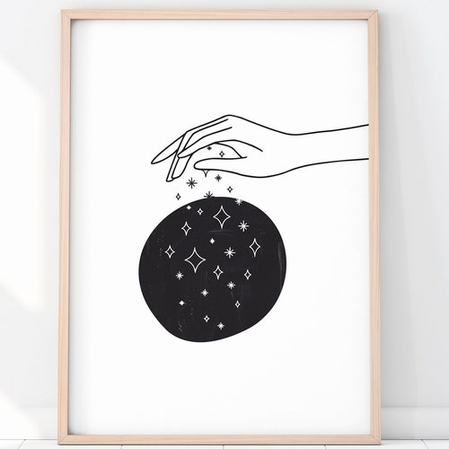 Line Drawing Print Starry Sky Printable Celestial Line Art - Etsy