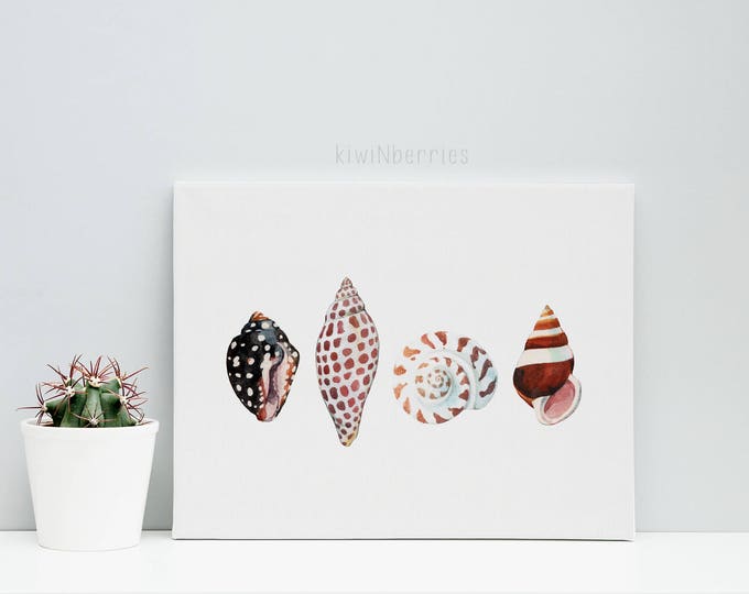 Watercolor Seashell Digital Art Print Illustration, Printable Wall Art ...
