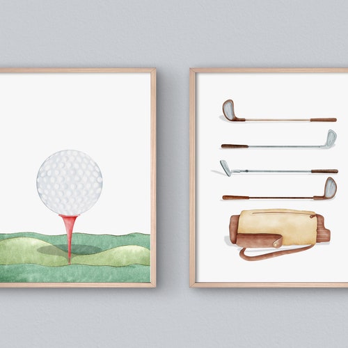Golf Printable Art Set of 4 Gold Prints Nursery Print Set - Etsy