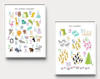 Numbers Print Educational Prints for Kids Large Numbers Wall | Etsy