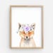 Fox With Flower Crowns, Girl's Printable Art, Woodland Animal, Purple ...