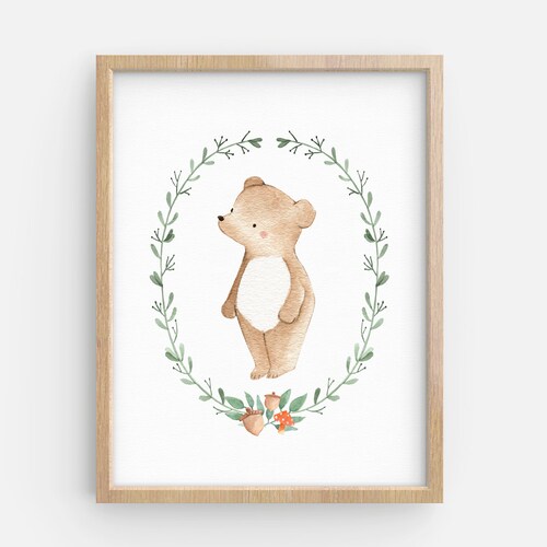 Bear Print Woodland Animal Print Nursery Decor Nursery Wall | Etsy