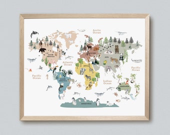 World Map Print - Etsy