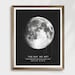 Personalised Gift, Custom Moon Print BLACK, Personalized Moon Phase ...