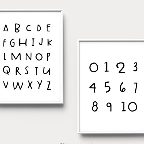 Alphabet Print Black and White Alphabet Educational Prints - Etsy