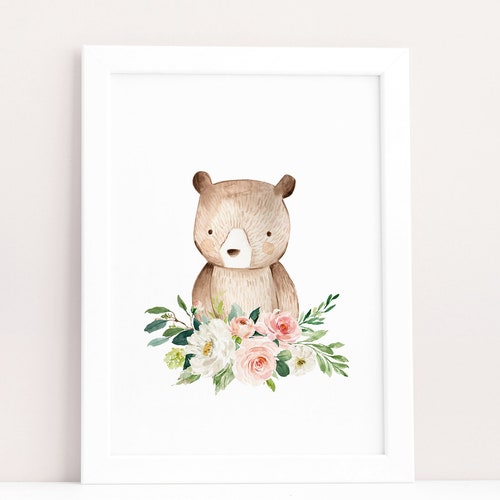 Bear Print Woodland Animal Print Nursery Decor Nursery Wall | Etsy