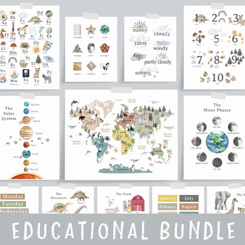 Rainbow Classroom Decor Set of 6 Educational Prints Colorful - Etsy