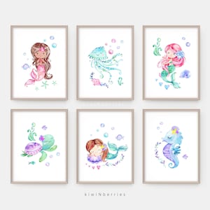 Girls Room Decor, Mermaid Prints, Inclusive Wall Art, Printable Art for ...