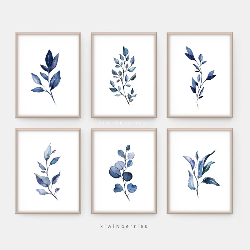 Navy Nature Print - Etsy UK