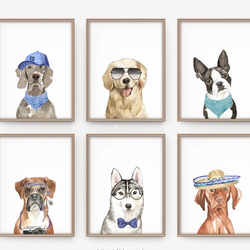 Cool Dog Prints Boys Room Decor Teen Boy Wall Art Dogs - Etsy
