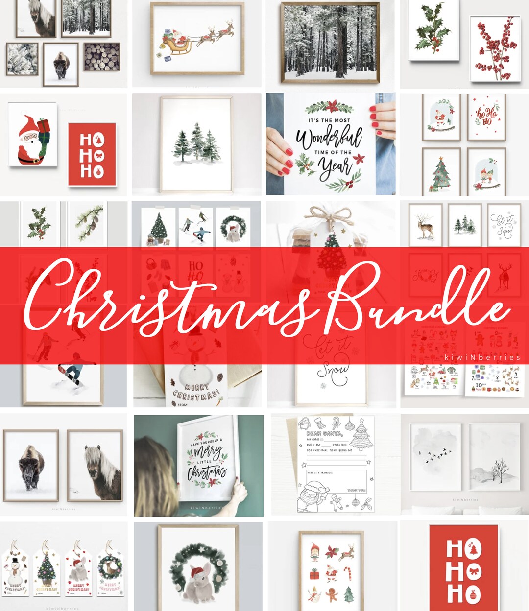 Christmas Art Bundle, Printable Posters for Christmas, Christmas Prints ...