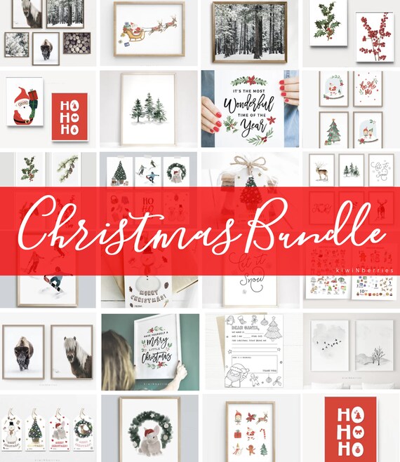 Christmas Art Bundle Printable Posters for Christmas | Etsy