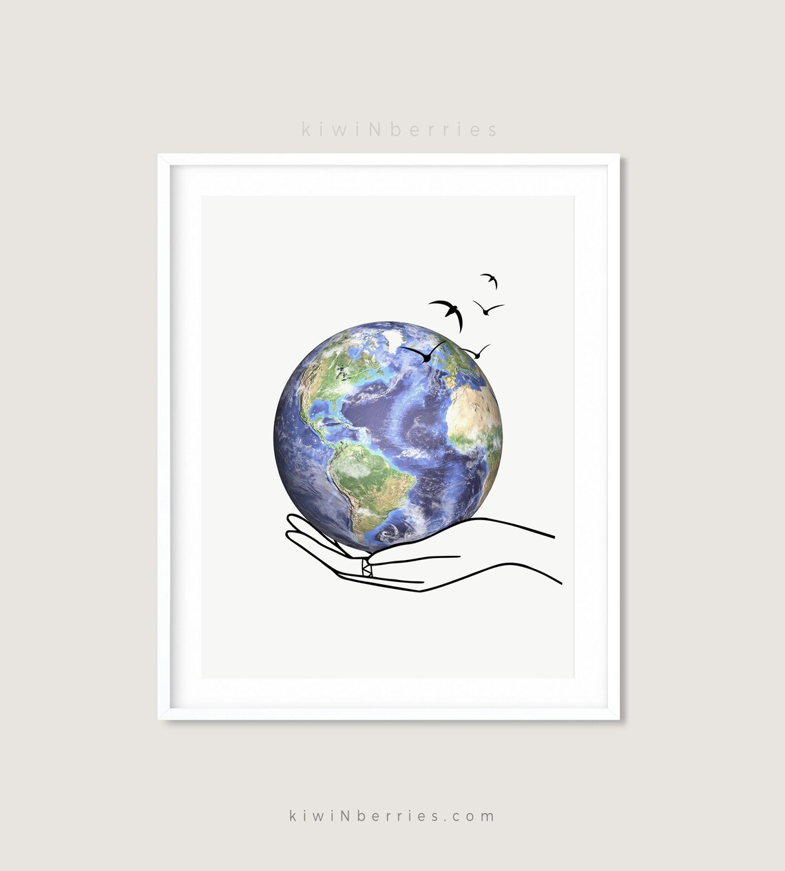 Earth Art Print Hand Holding Earth Modern Wall Art Hand - Etsy