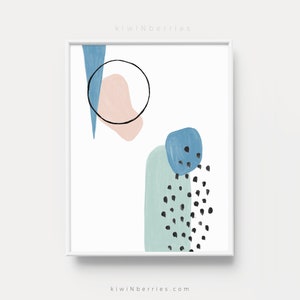 Abstract Art for Kids, Printable Wall Art, Abstract Painting, Blue Mint ...