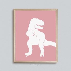 Color Block Dinosaurs Wall Art, Cute Girly Colors, Pink Teal Lilac ...