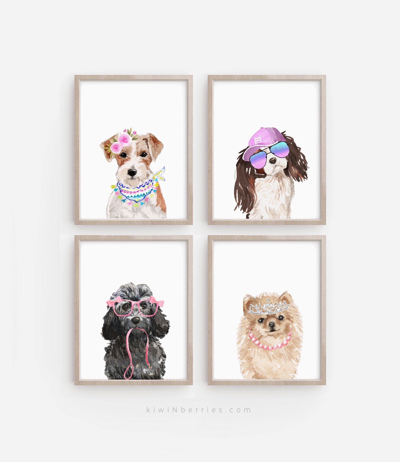 Fun Dog Prints Girl Room Decor Girly Puppies Art Set of 6 - Etsy