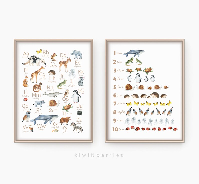 Animal Numbers Print PRINTABLE Wall Art 123 Poster - Etsy