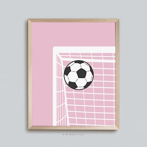 Pastel Pink Goal Print, Football Soccer Wall Art, Girls Room Decor ...