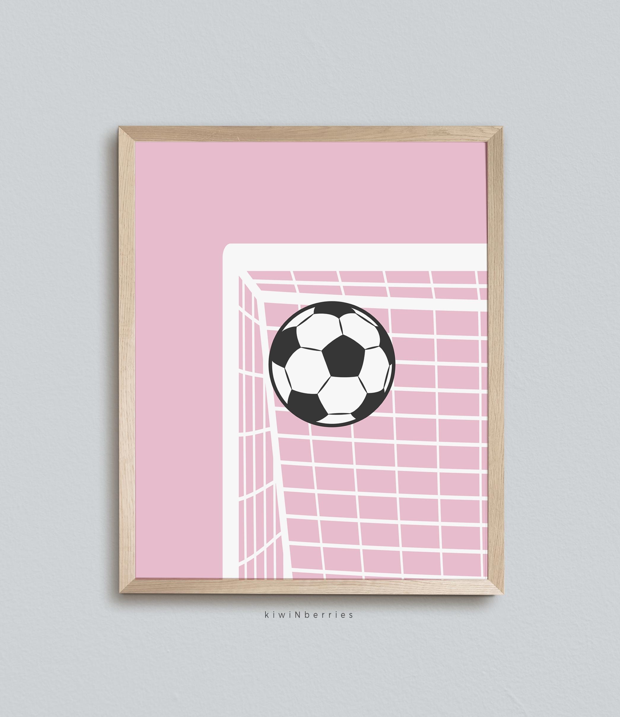Pastel Pink Goal Print, Football Soccer Wall Art, Girls Room Decor ...