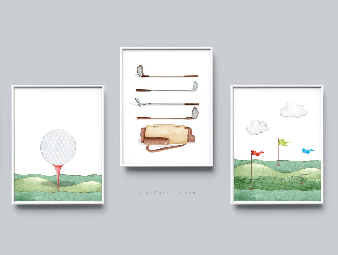 Golf Printable Art Set of 4 Gold Prints Nursery Print Set - Etsy