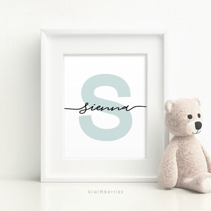 Baby Girl Name Print, Custom Nursery Decor, Baby Girl Initial Printable ...