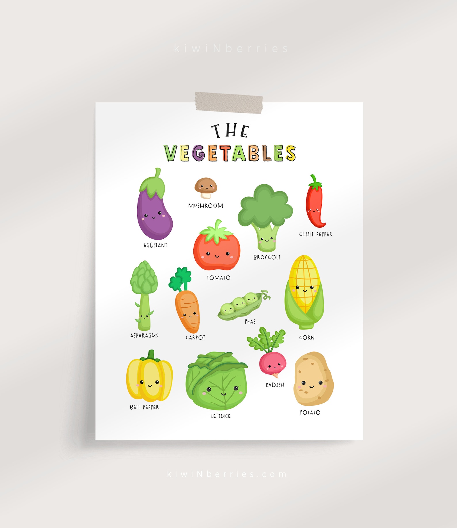 Vegetables and Fruits Printable Veggies poster for kids Fun | Etsy