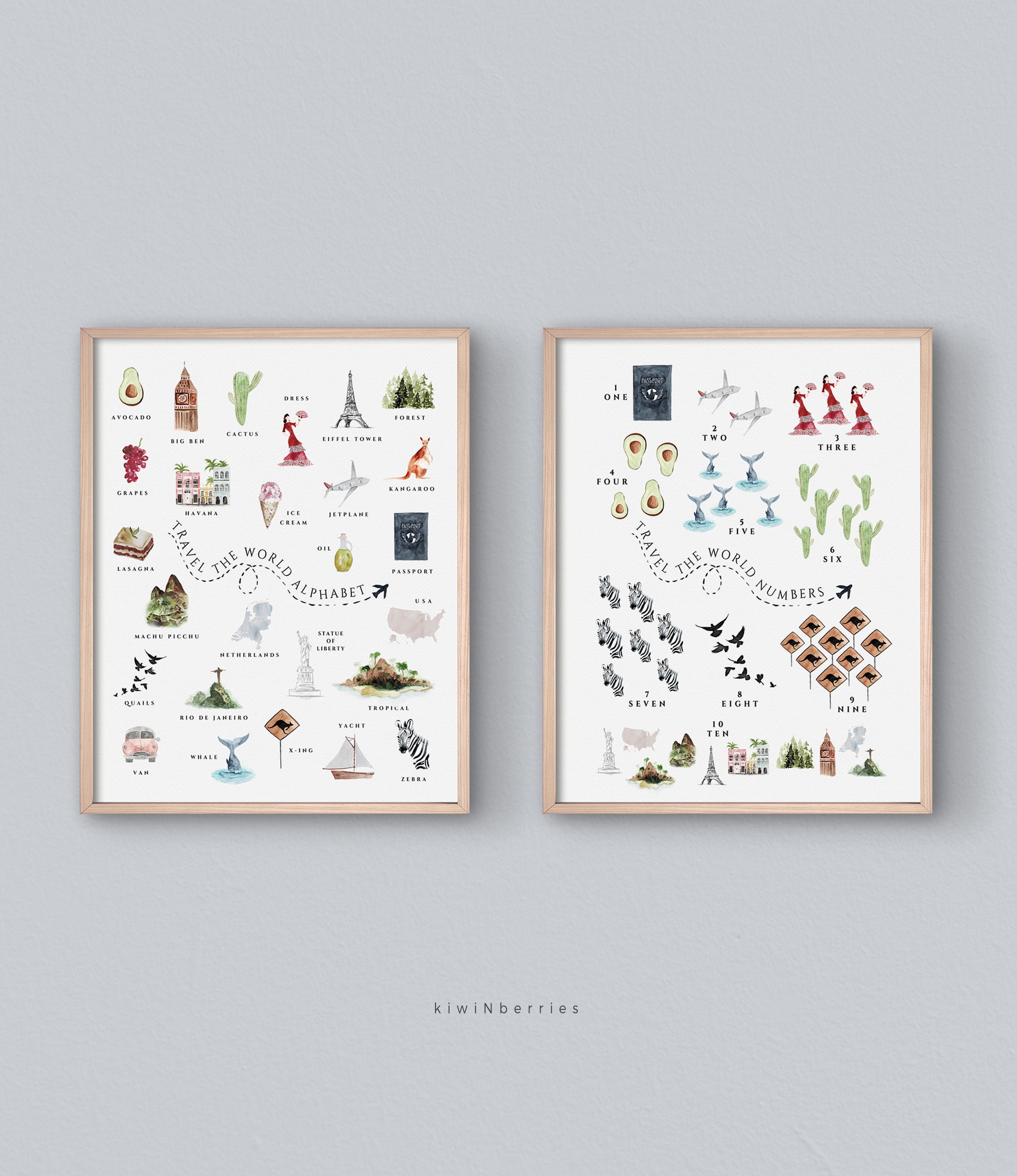 Travel Alphabet Print: World Landmarks Nursery Decor (digital Download ...