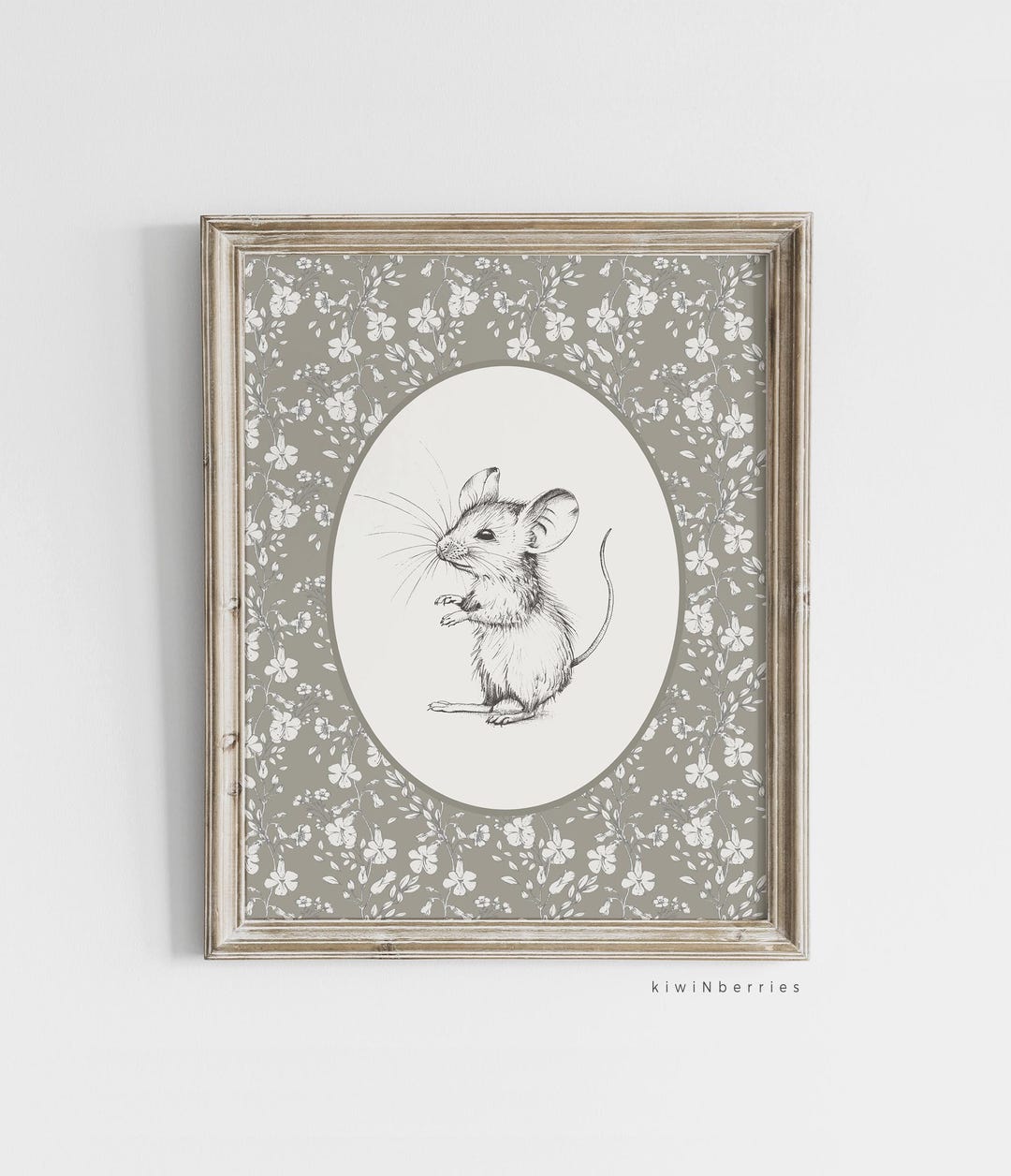 Hand Drawn Mouse Illustration, Whimsical Mouse Nursery Print, Vintage ...
