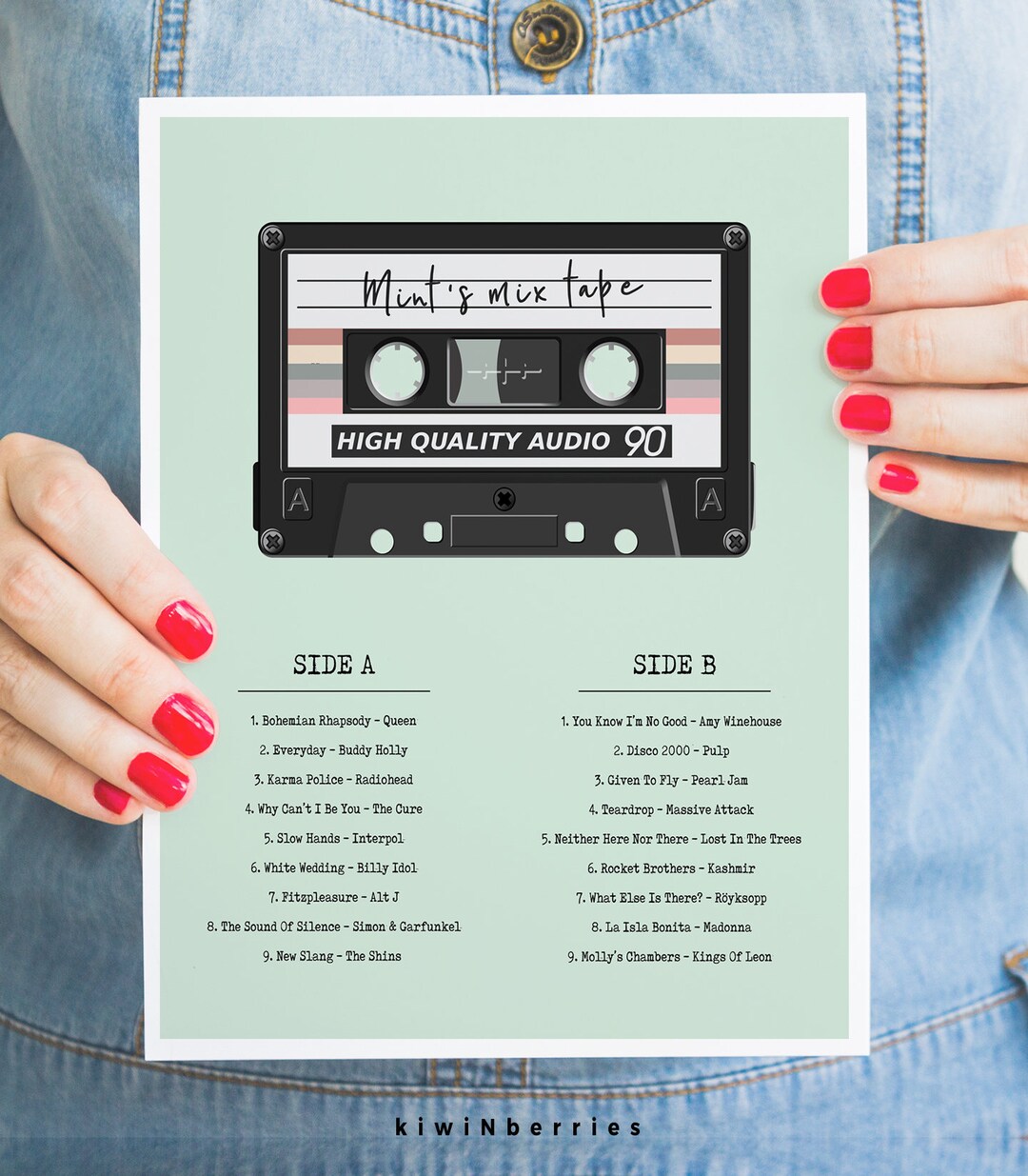 Custom Mix Tape Poster Print Personalised Music Playlist, Retro ...