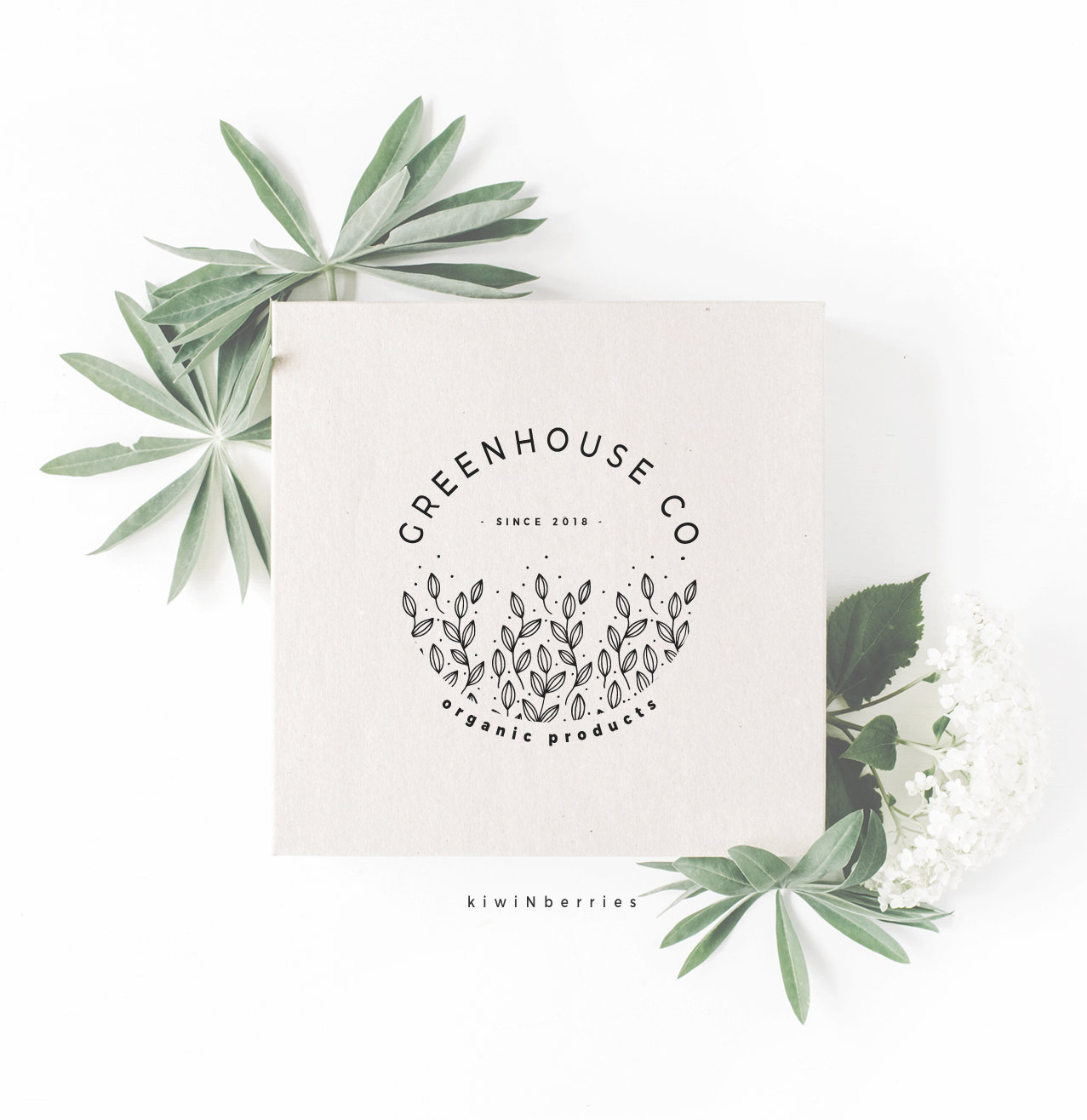 Premade Logo Design Round Botanical Logo Greenery Logo - Etsy