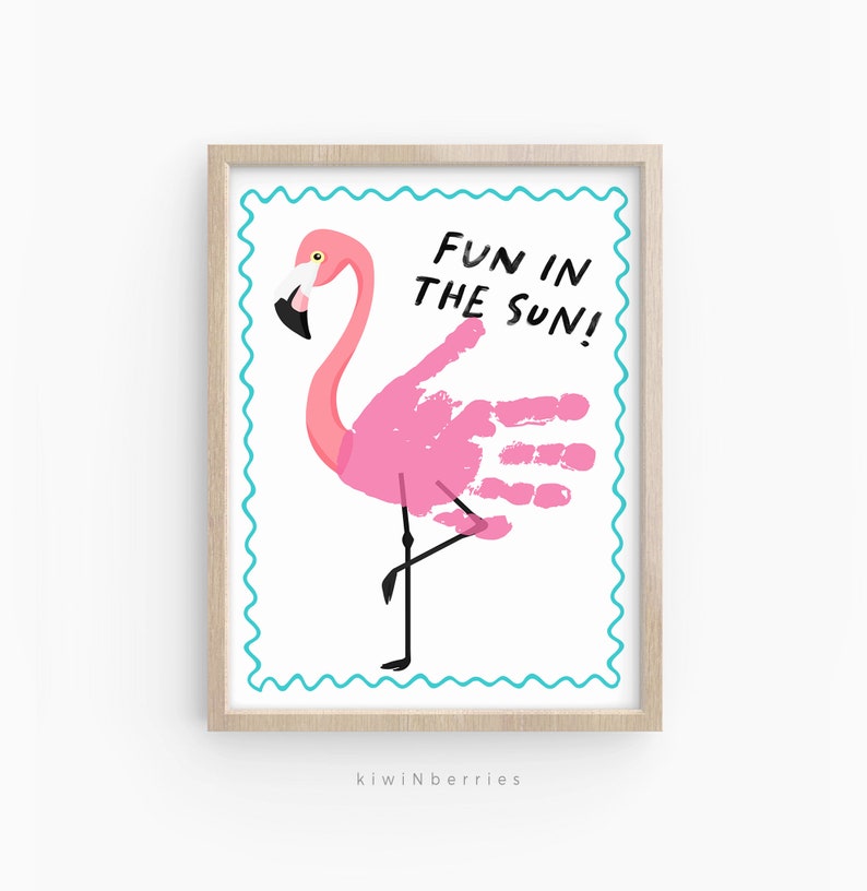 Flamingo Handprint Craft Printable: Summer Kids Activity (digital ...