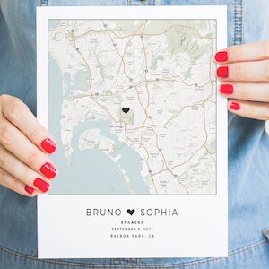 Custom Map Print, Engagement Gift, Custom City Map,personalized Map ...